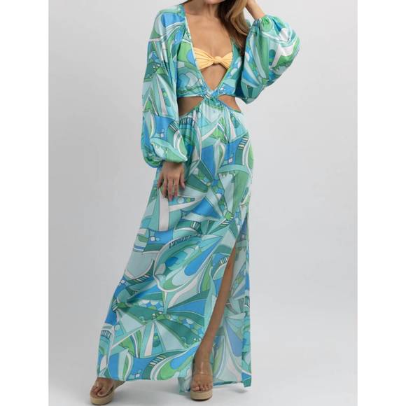 Olivaceous | Swim | New Olivaceous Positano Print Cutout Coverup In ...